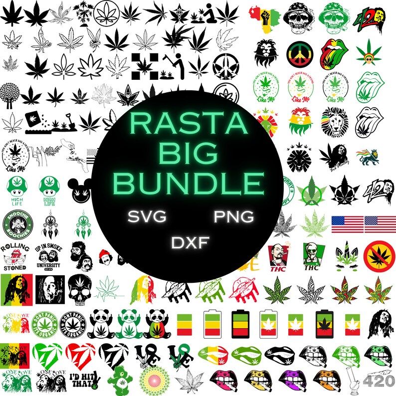 Rasta SVG Bundle, Weed Svg, Stoner Svg Bundle, Marijuana Svg, Weed ...