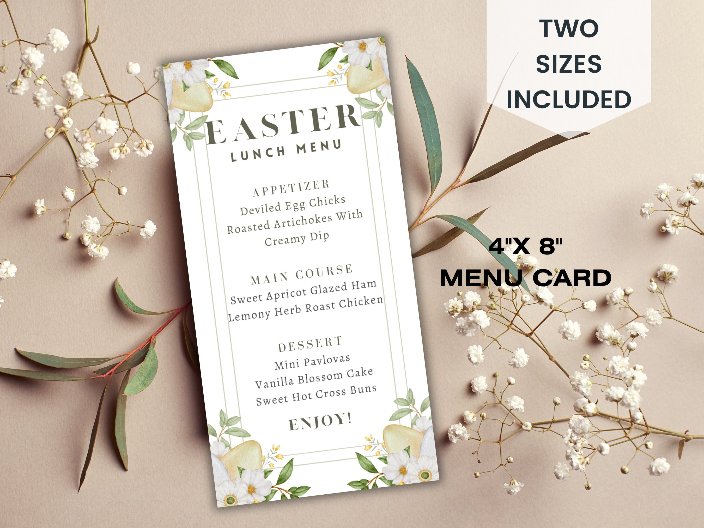 Editable Easter Lunch Menu, Printable Easter Menu, Floral Easter Menu ...