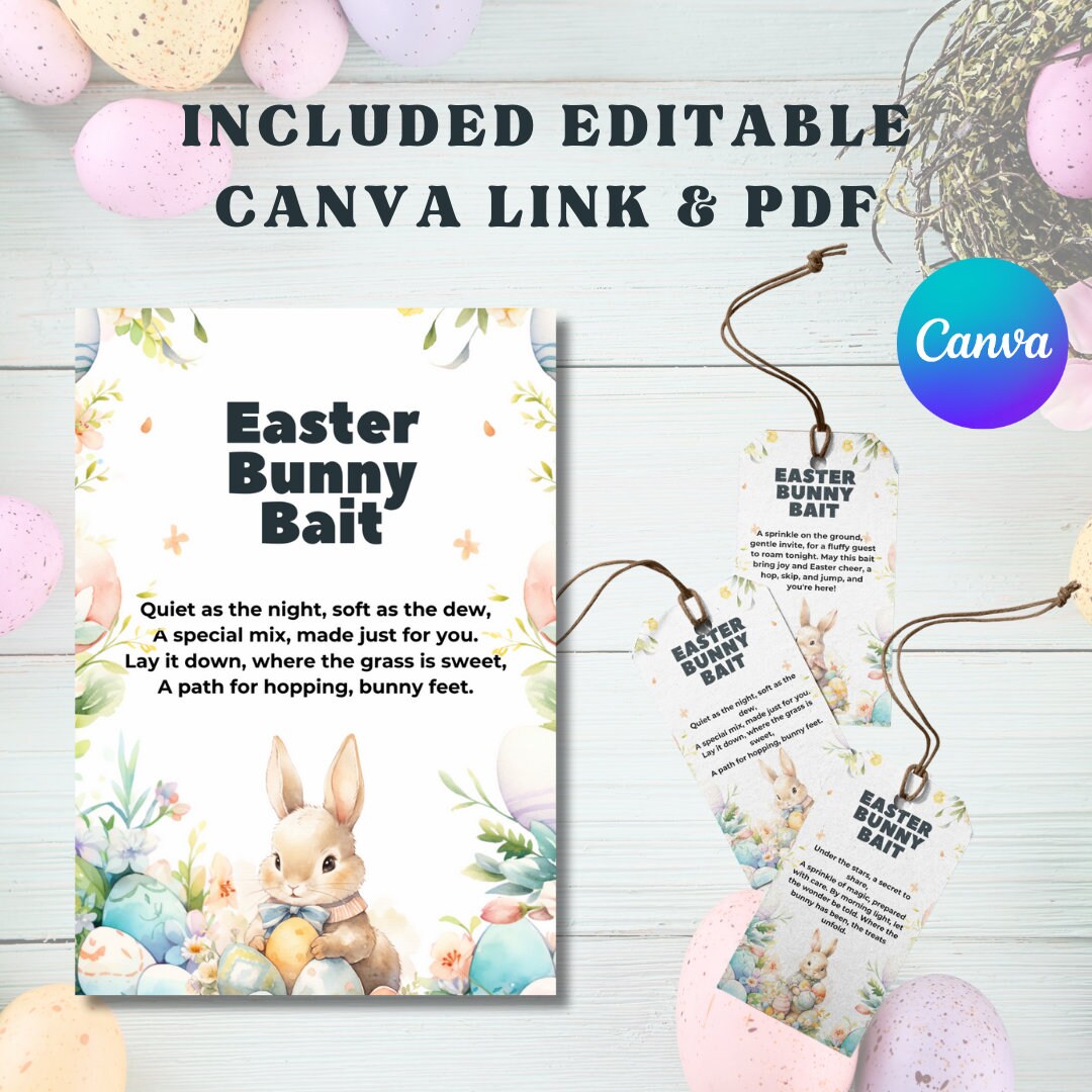 Editable Easter Bunny Bait Card, Easter Gift Tags, Easter Bunny Bait ...