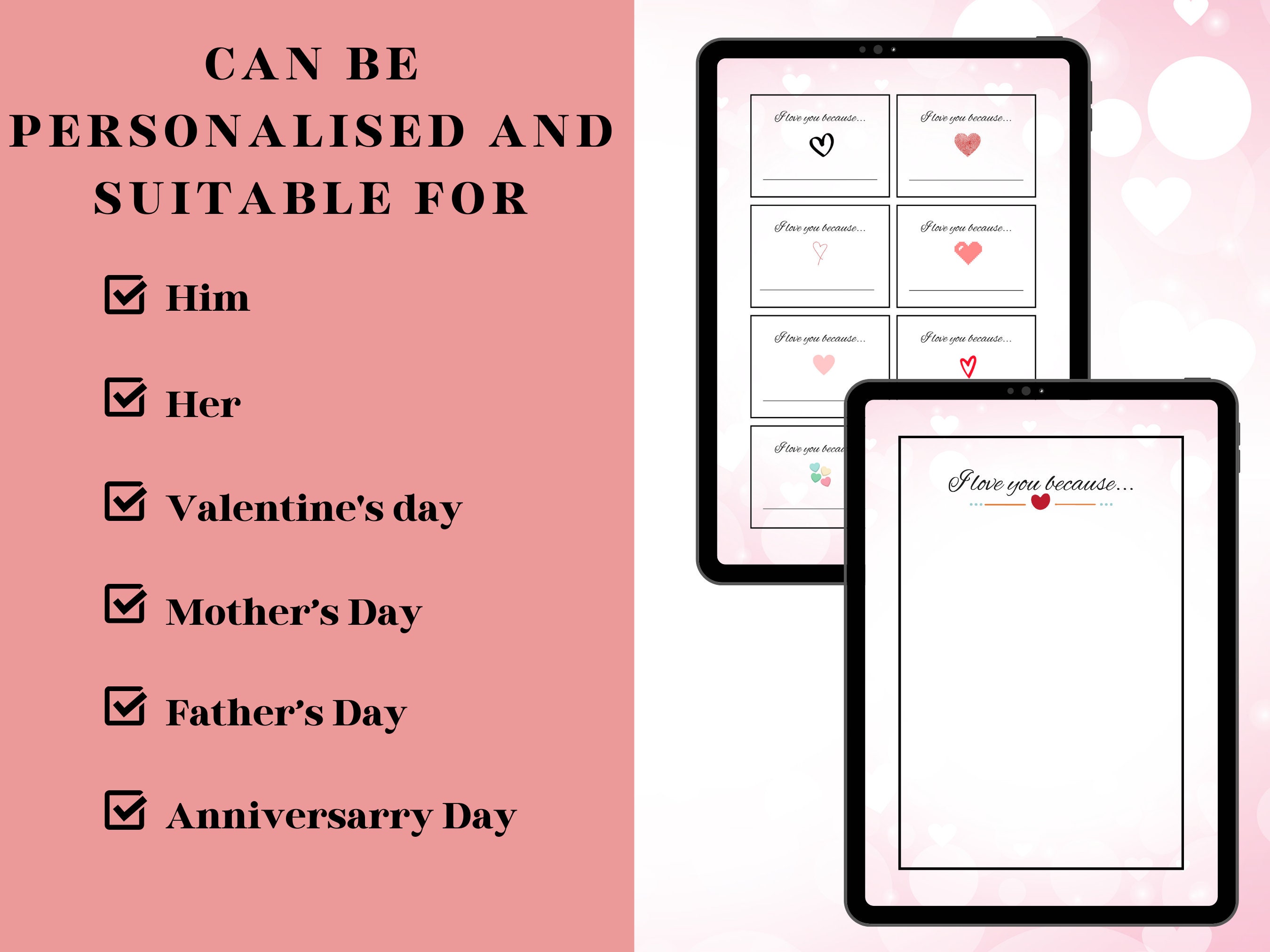 Reasons Why I Love You Cards, Printable Love Notes, Valentine's Day ...