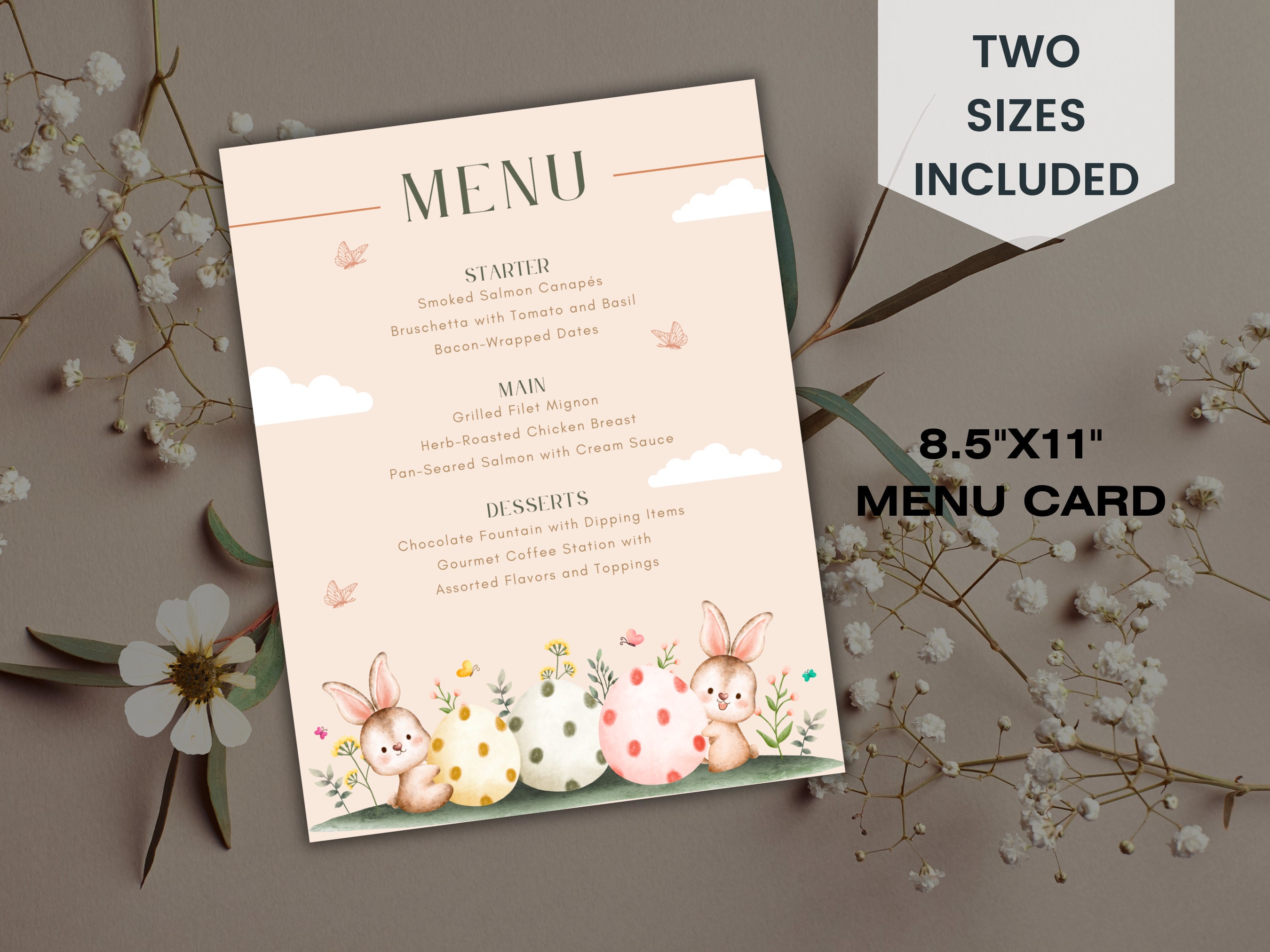 Easter Brunch Menu, Editable Easter Menu, Printable Easter Menu, Easter ...
