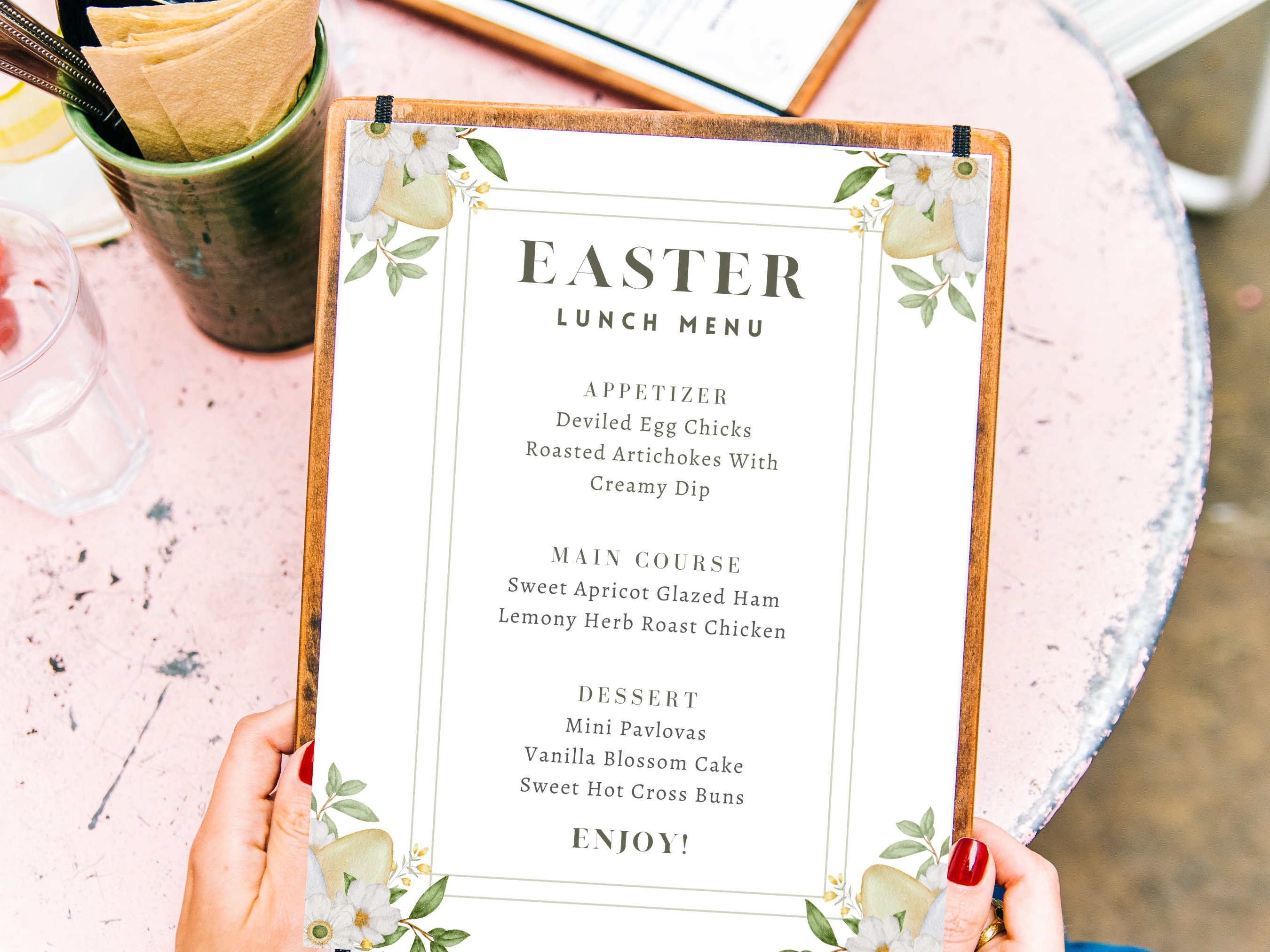 Editable Easter Lunch Menu, Printable Easter Menu, Floral Easter Menu ...