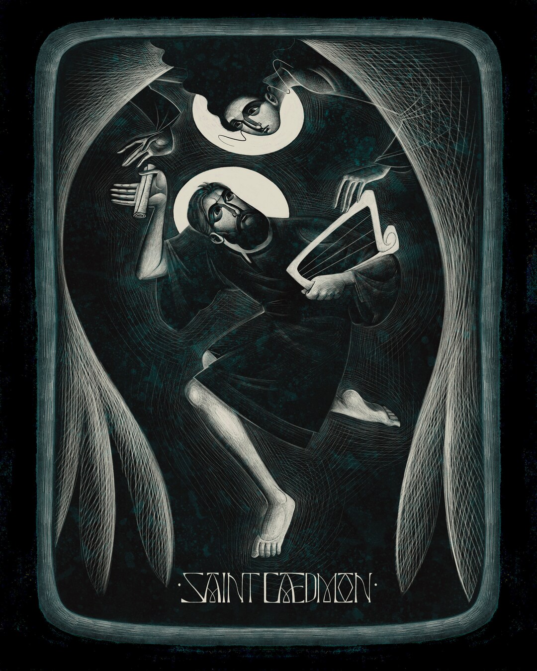 Saint Caedmon Icon Print. Father of English Poetry. - Etsy