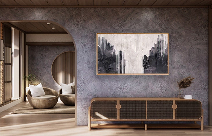 Set of 50 Digital Art Frame TV: Neutral Textured Japandi, Japanese X ...