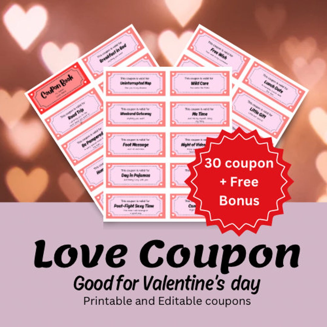 Love Coupon Printable Editable Love Coupon Couple Coupon Romantic Gift ...