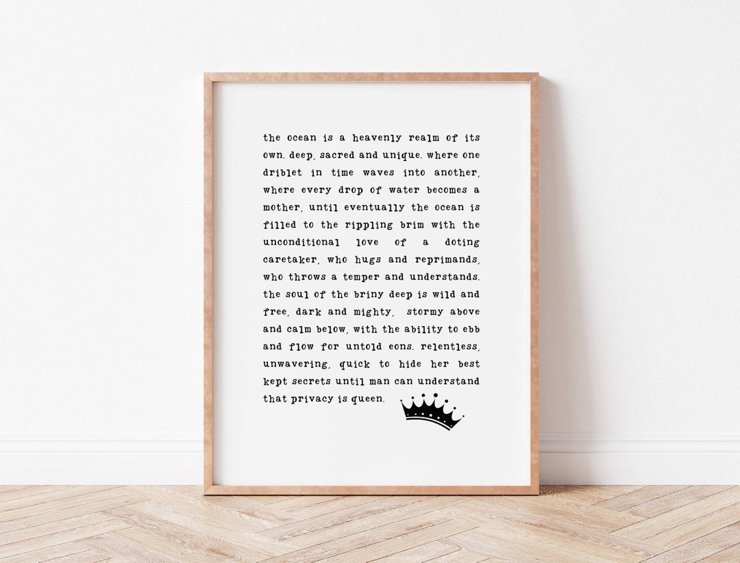 The Ocean. Poetry Wall Art. Typography Art. Printable Poster. Gift for ...