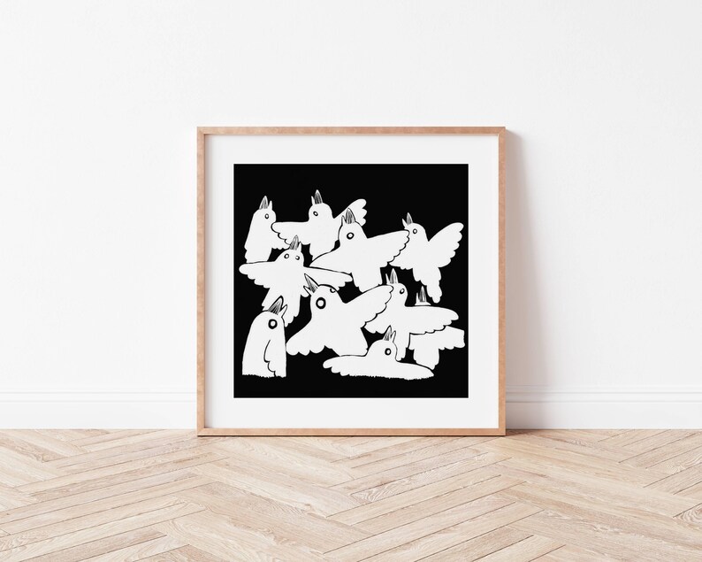 Black Birds Art Print: Modern Bedroom Decor (digital Download) - Etsy