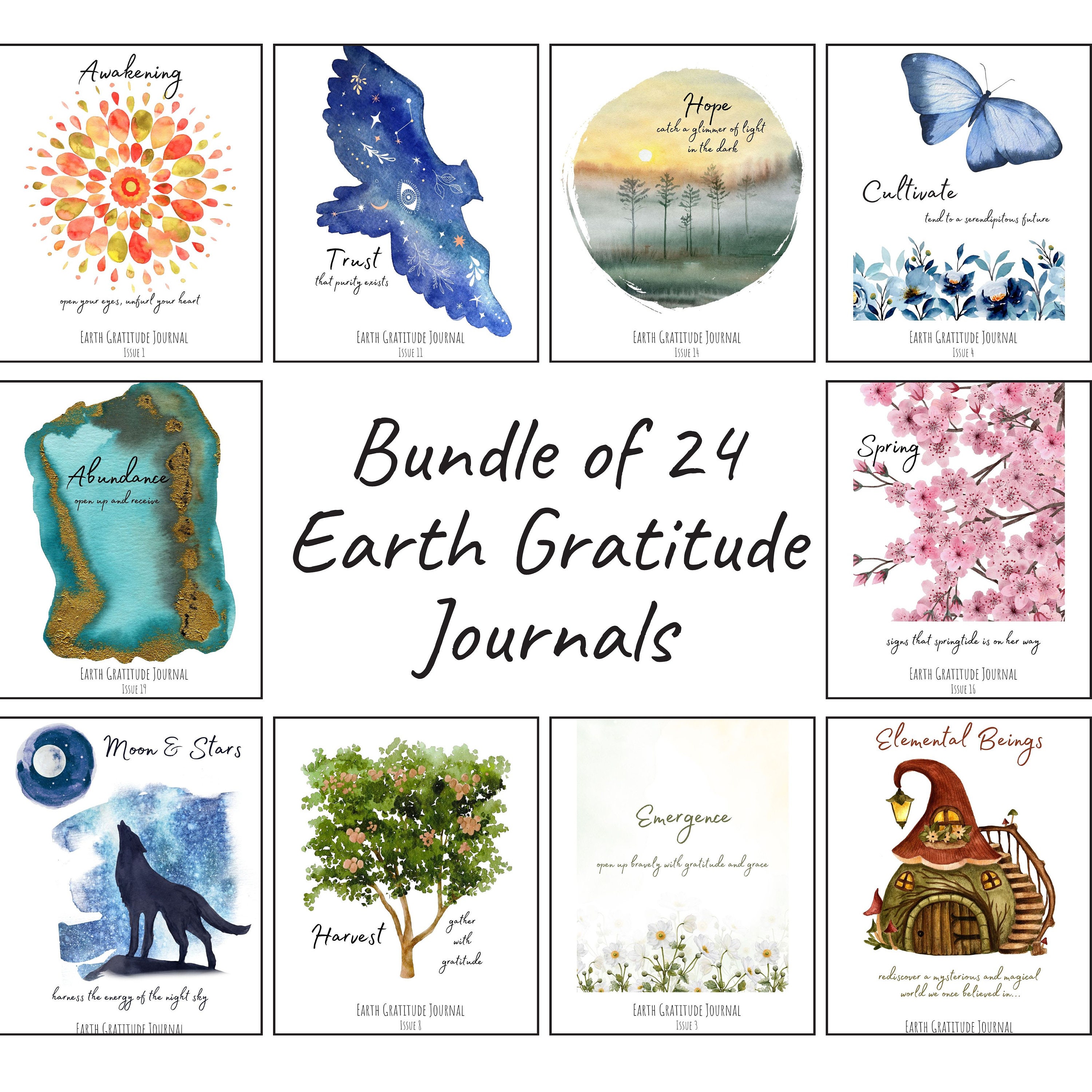 Set of 24 Earth Gratitude Journals Huge Bundle Journal Prompts Writing ...