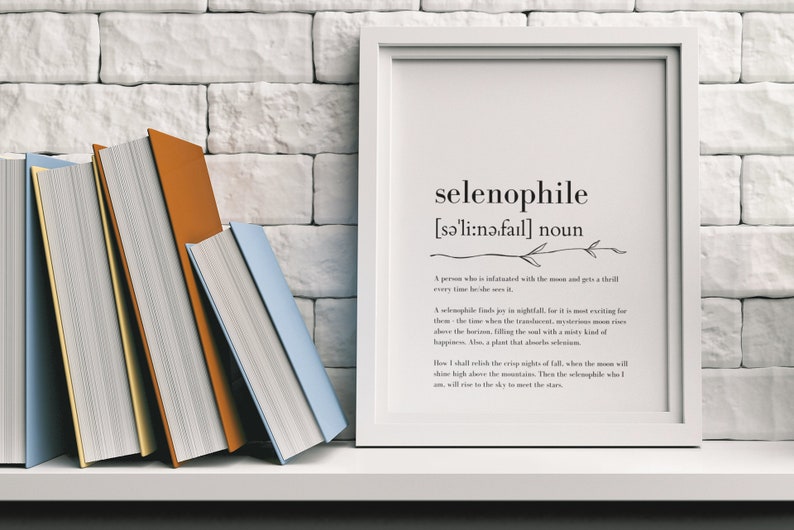 Selenophile Definition Print | Nature Vocabulary | Digital Wall Art ...