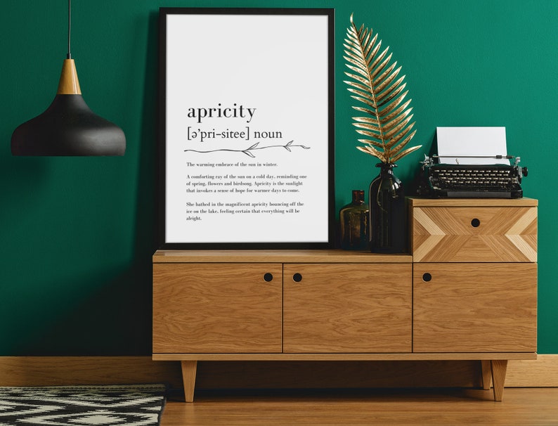 Apricity Definition Print: Nature Vocabulary Wall Art (digital Download ...