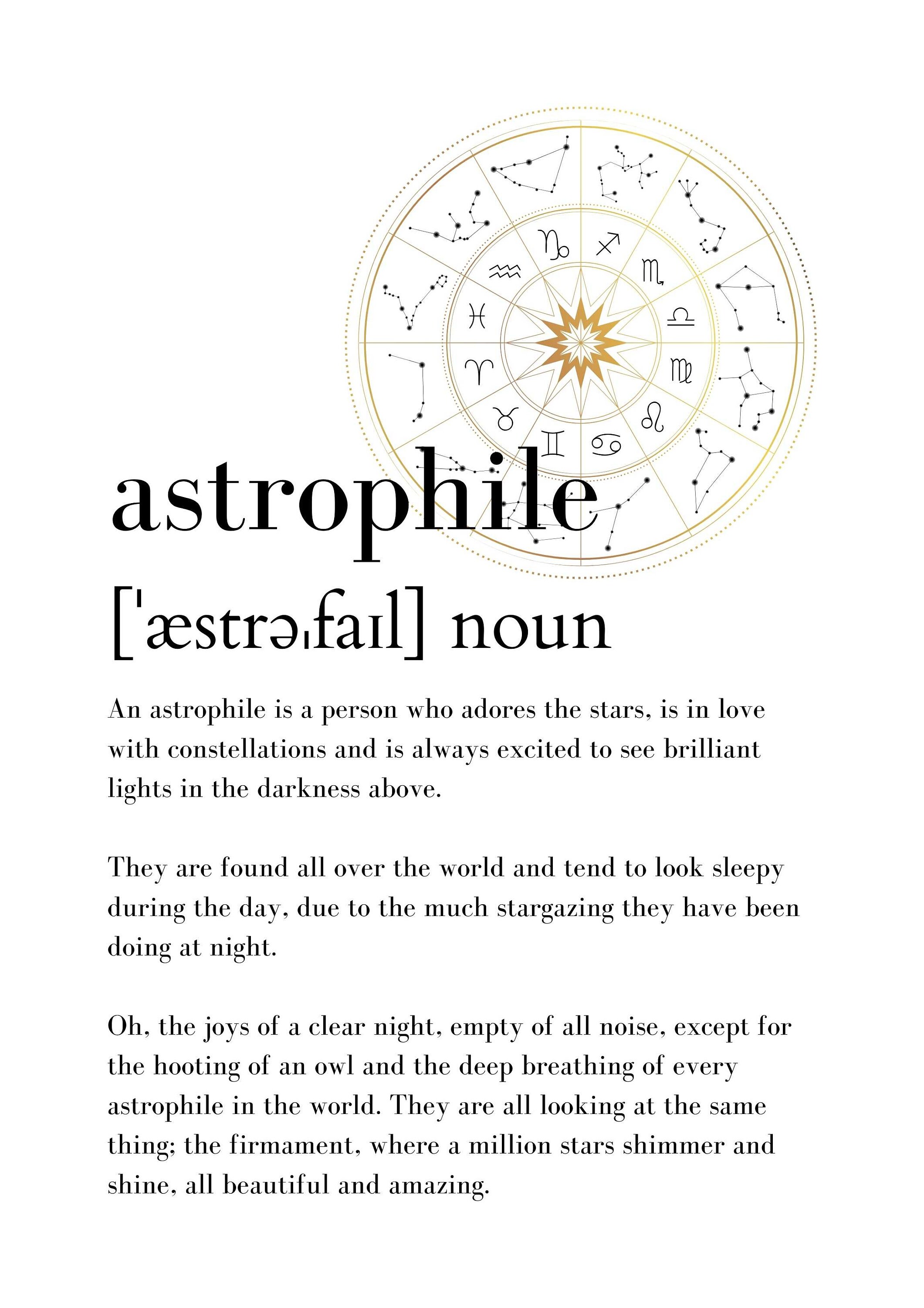 Astrophile Definition Print: Star Lover Gift (digital Download) - Etsy