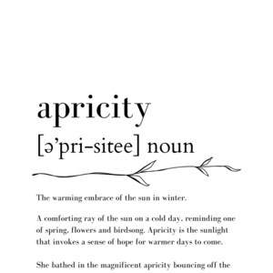 Apricity Definition Print: Nature Vocabulary Wall Art (digital Download ...