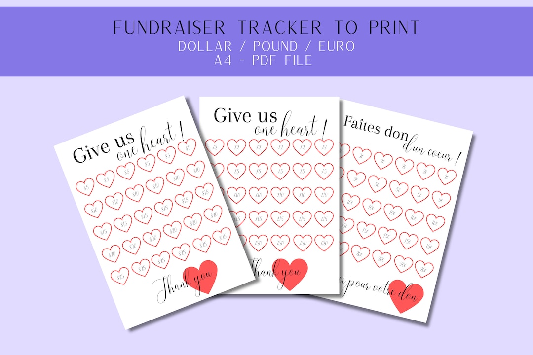 Fundraiser Tracker to Print for Charity Event - Etsy