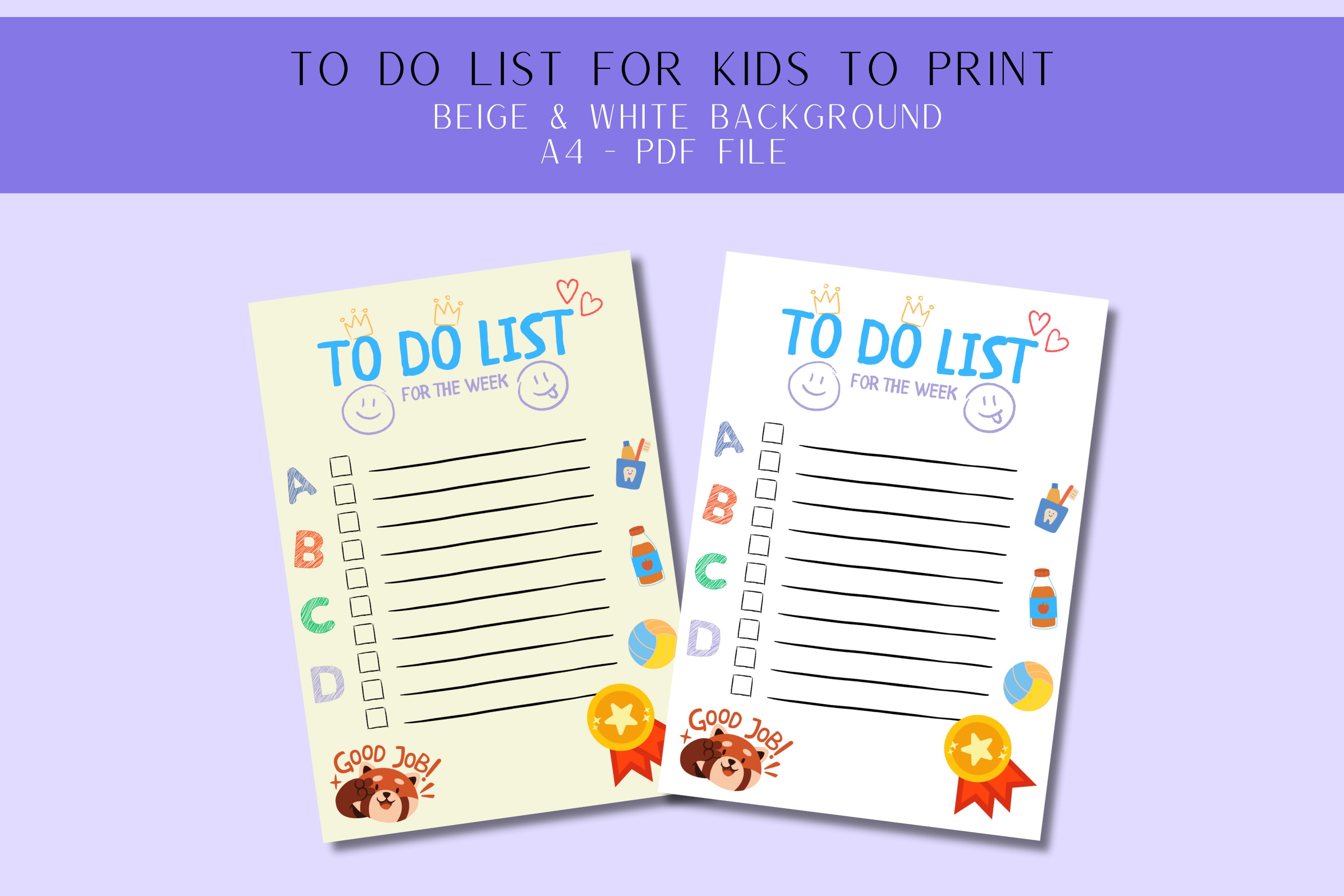 To Do List for Kids to Print - Etsy