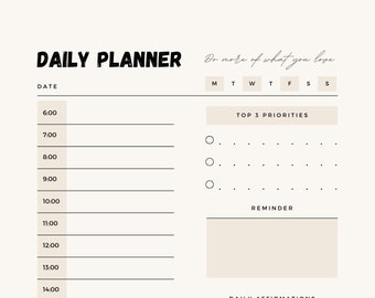 Professional Printable Daily Planner for Work Black and White ...