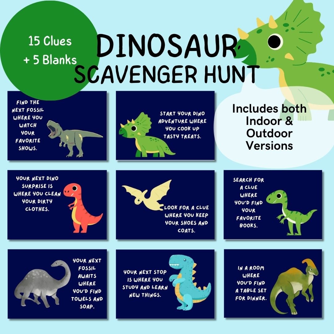 Dinosaur Scavenger Hunt, Indoor Scavenger Hunt, Outdoor Scavenger Hunt ...
