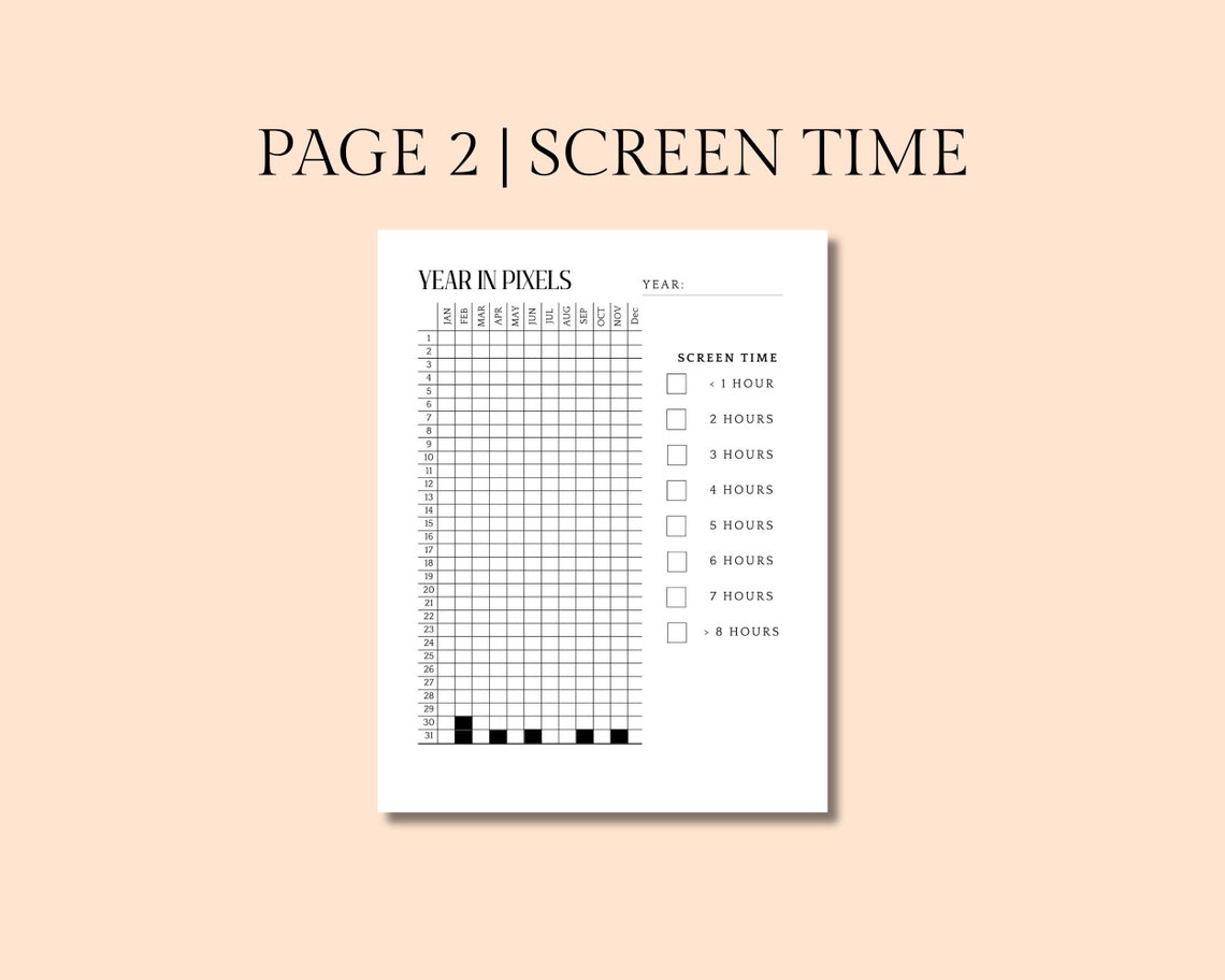 Year in Pixels, Pixel Tracker, Mood Tracker, Habit Tracker, Self-care ...