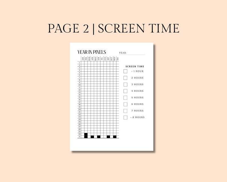 Year in Pixels, Pixel Tracker, Mood Tracker, Habit Tracker, Self-care ...