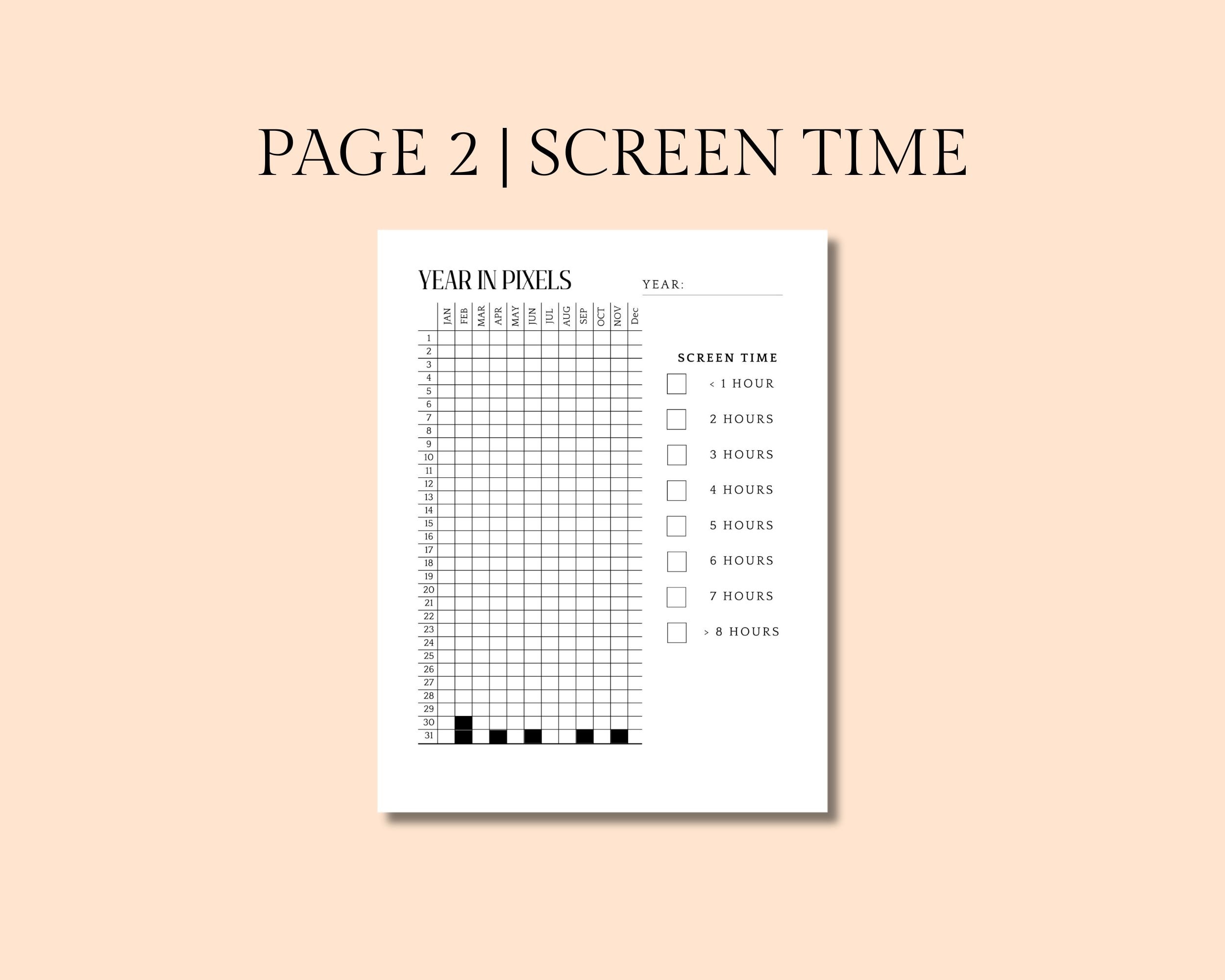 Year in Pixels, Pixel Tracker, Mood Tracker, Habit Tracker, Self-care ...