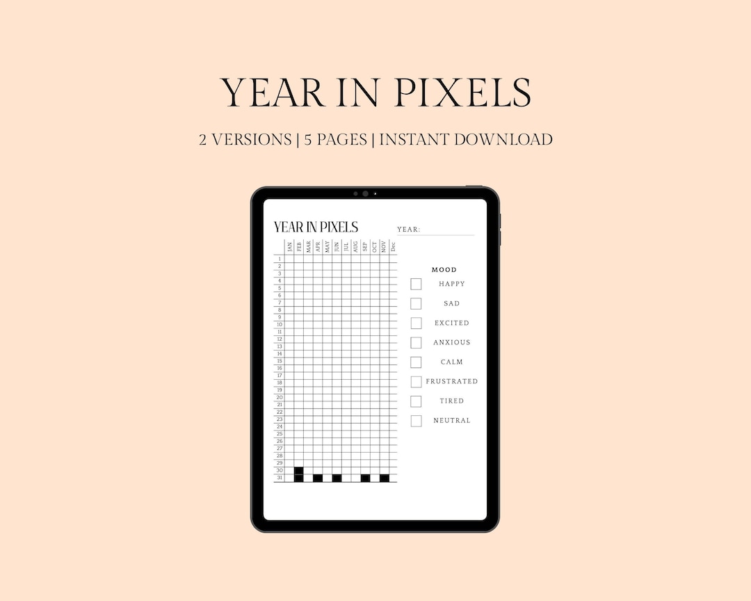 Year in Pixels, Pixel Tracker, Mood Tracker, Habit Tracker, Self-care ...
