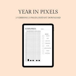 Year in Pixels, Pixel Tracker, Mood Tracker, Habit Tracker, Self-care ...