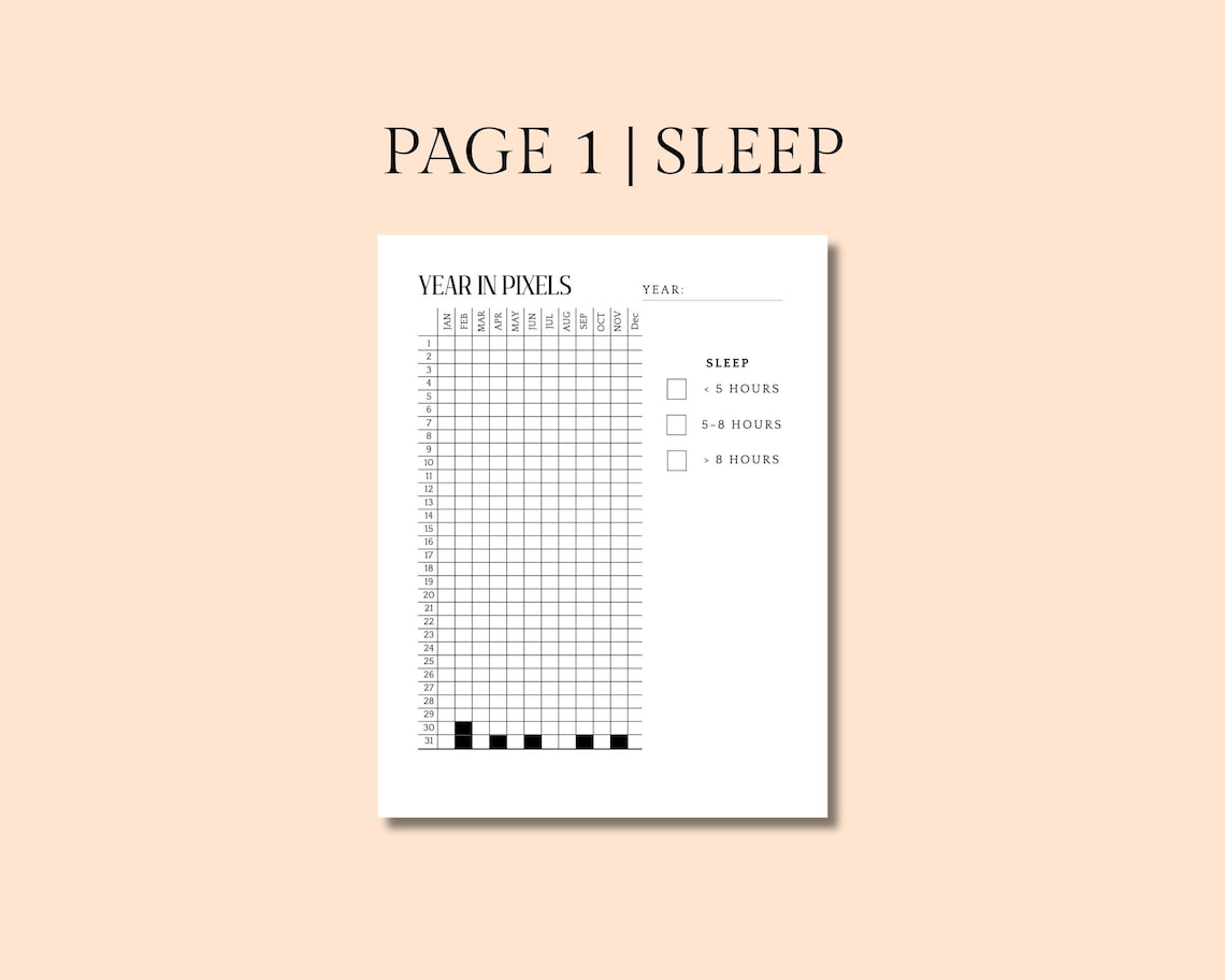 Year in Pixels, Pixel Tracker, Mood Tracker, Habit Tracker, Self-care ...
