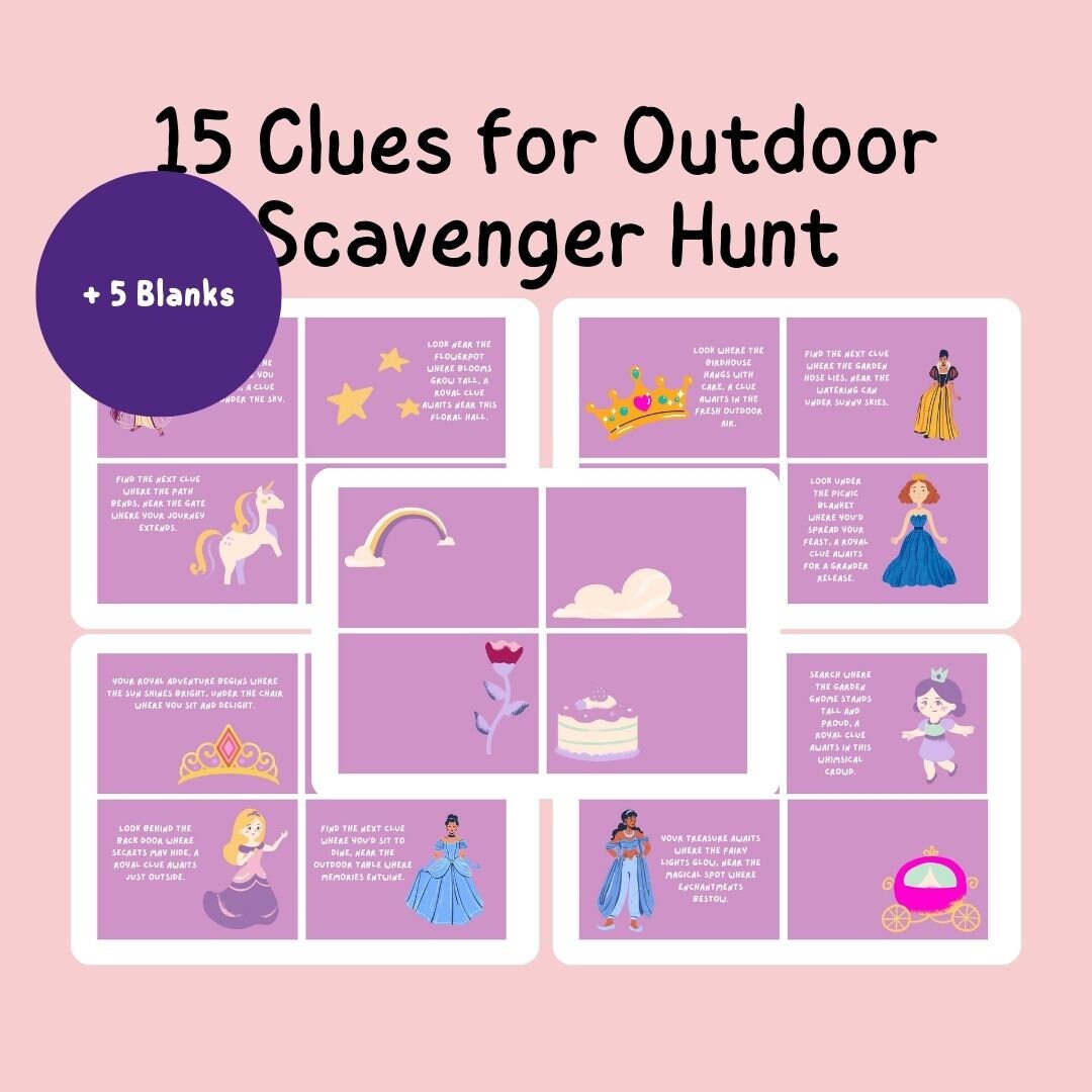 Princess Scavenger Hunt, Indoor Scavenger Hunt, Outdoor Scavenger Hunt ...