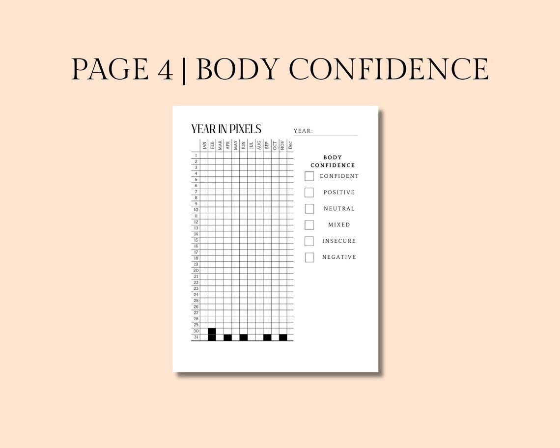 Year in Pixels, Pixel Tracker, Mood Tracker, Habit Tracker, Self-care ...