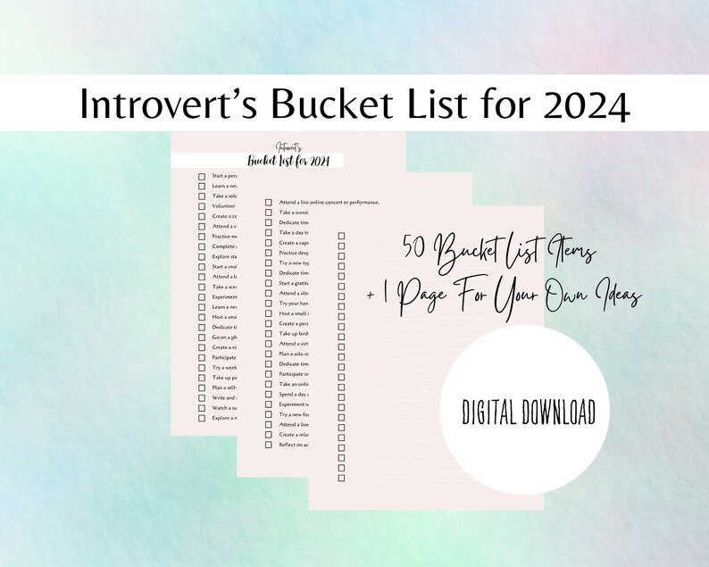 Introvert's Bucket List for 2024, Bucket List to Do Alone, Introverts ...
