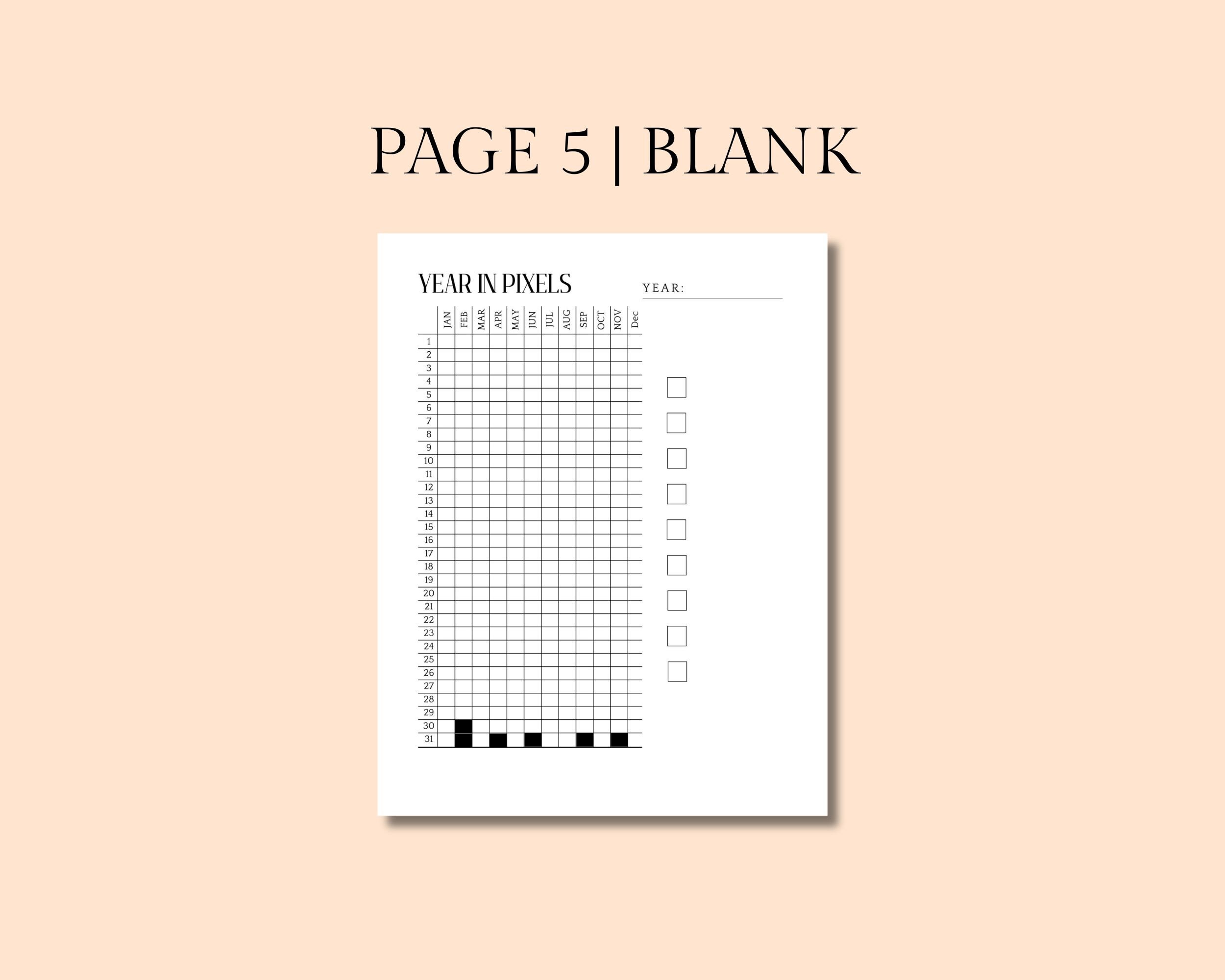 Year in Pixels, Pixel Tracker, Mood Tracker, Habit Tracker, Self-care ...