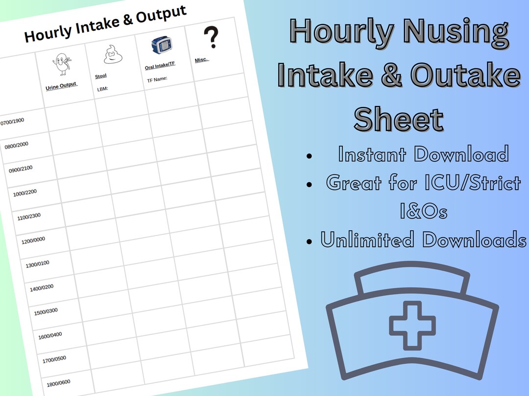 ICU Hourly Intake and Output Report Sheet - Etsy