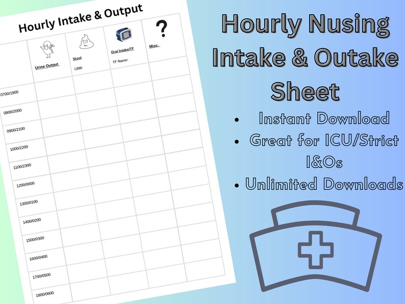 ICU Hourly Intake and Output Report Sheet - Etsy