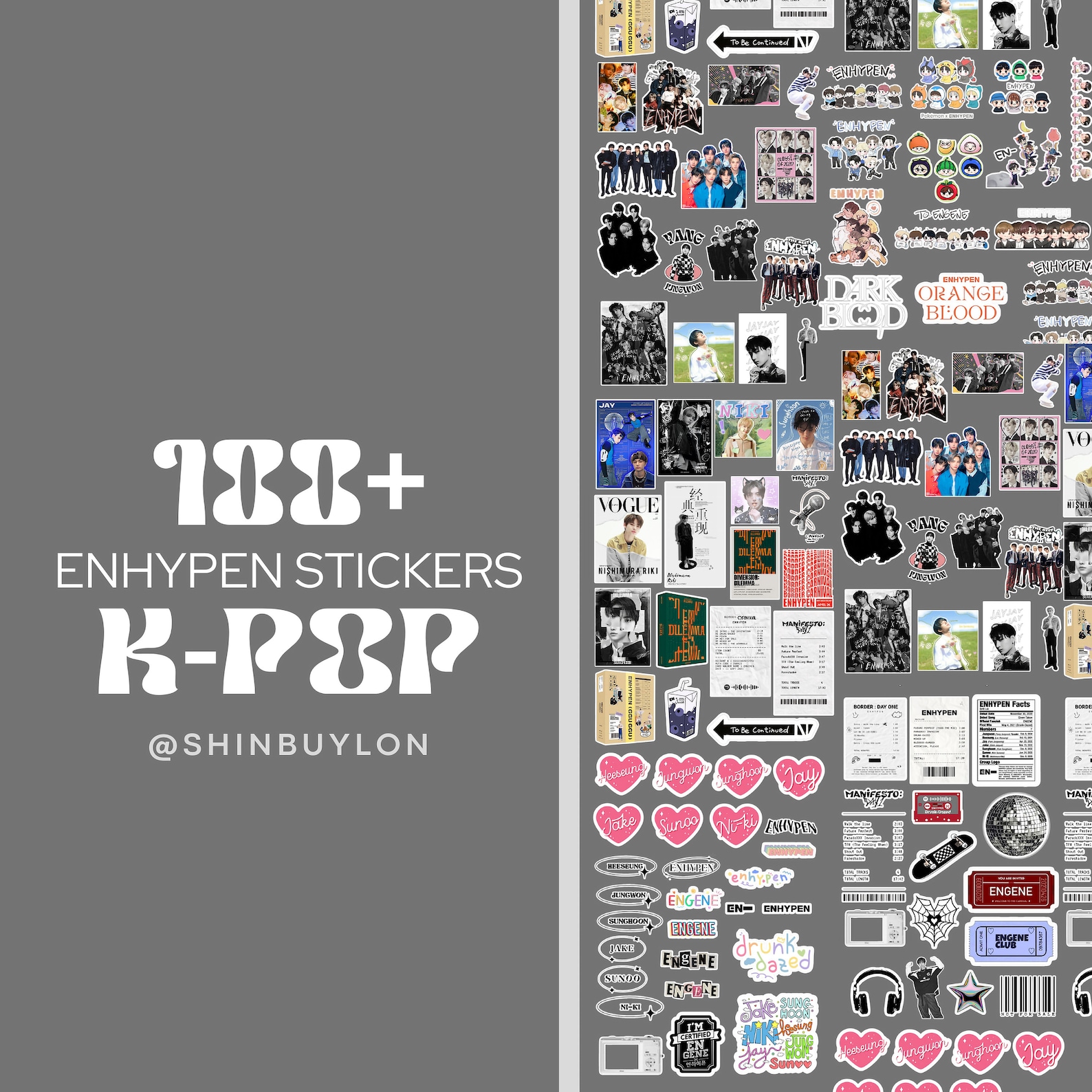 100+ Enhypen Digital Stickers Pack | Kpop Sticker Set | Enhypen Labels ...