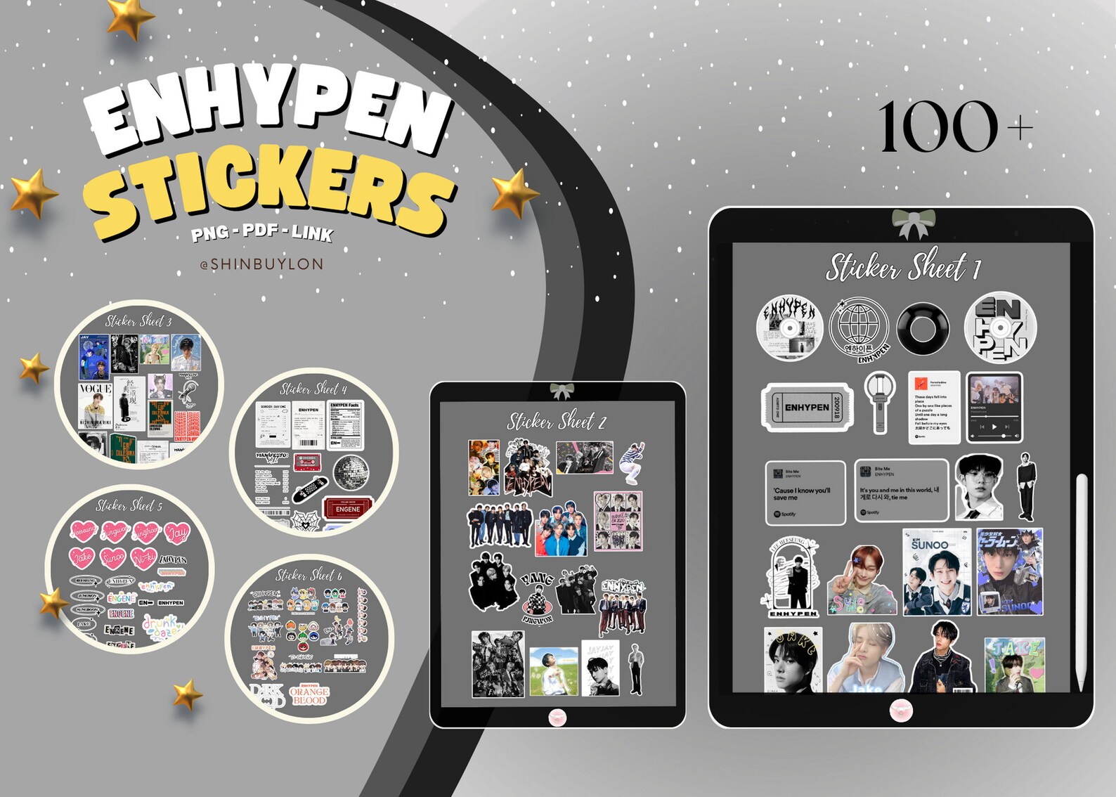 100+ Enhypen Digital Stickers Pack | Kpop Sticker Set | Enhypen Labels ...