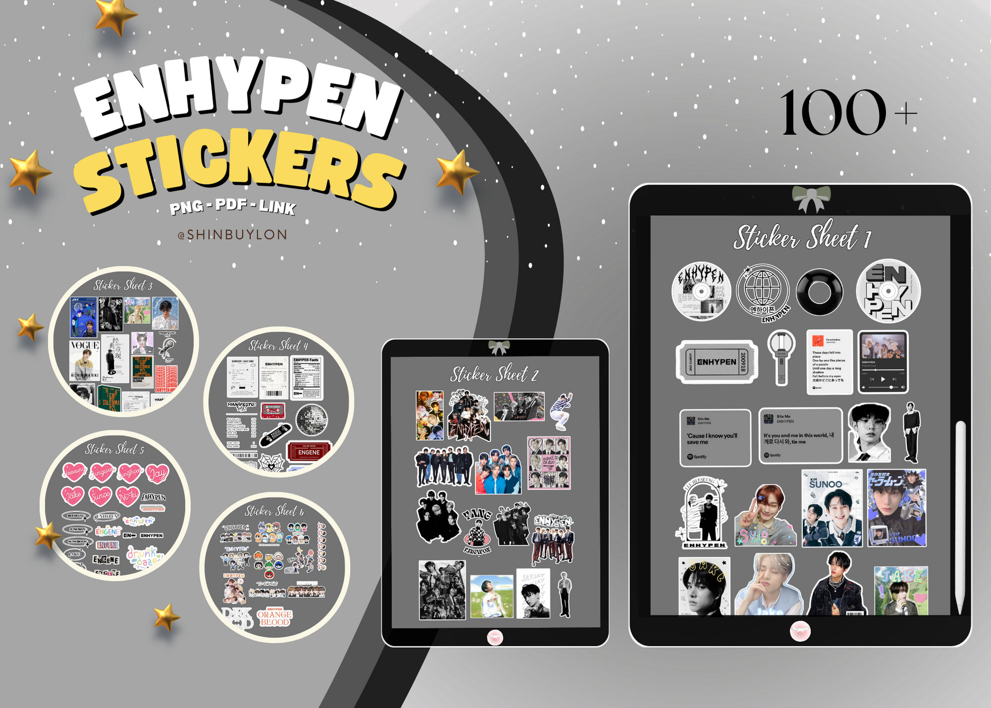 100+ Enhypen Digital Stickers Pack | Kpop Sticker Set | Enhypen Labels ...