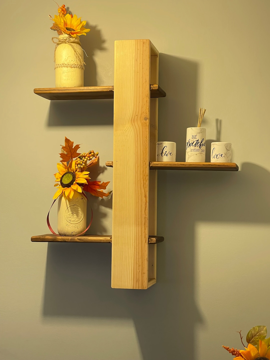 Wooden Wall Mounted Shelves - Etsy