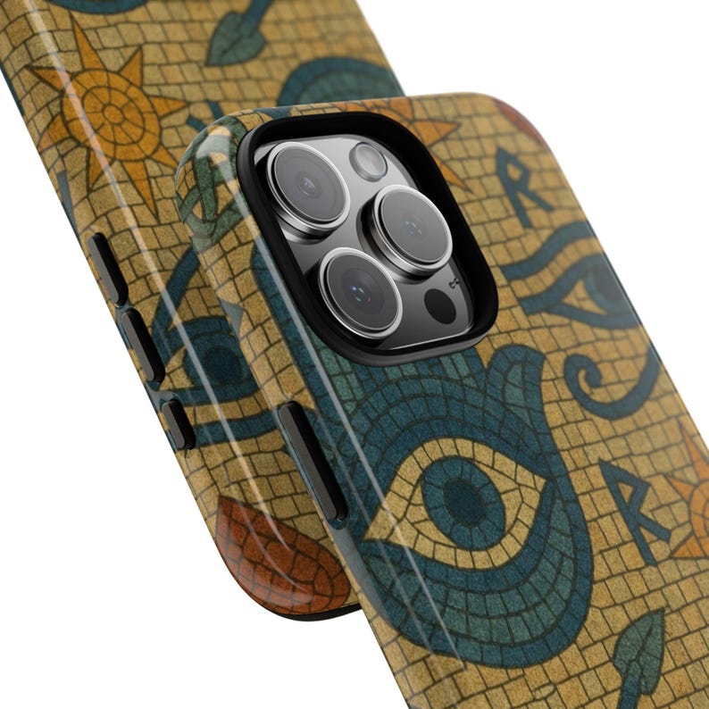 Retro Mosaic Blue Eye Phone Case: Vintage Charm, Durable Protection - Etsy