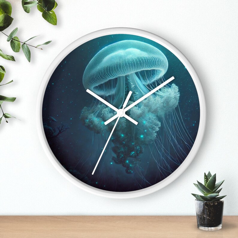 Jellyfish Wall Clock: Stained Glass Ocean Home Decor - Etsy