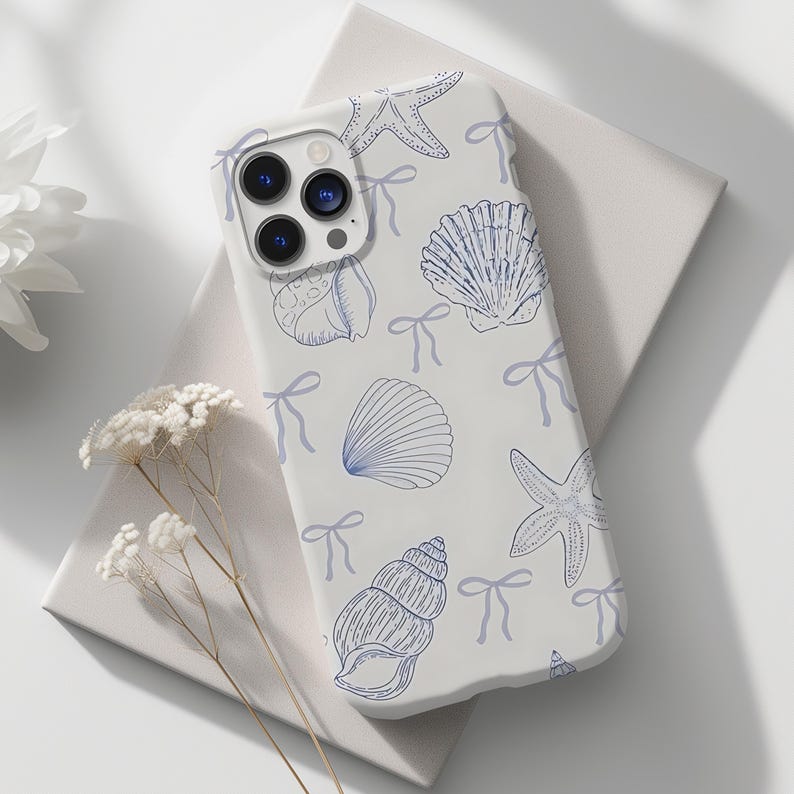 Light Blue Seashell Pattern Phone Case: Beachy Coquette Style - Etsy