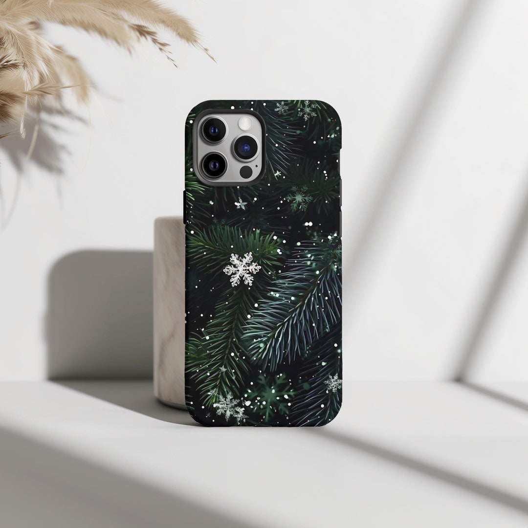 Christmas Pine Tree & Snowflakes Phone Case: Winter Holiday - Etsy