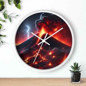 Volcano Eruption Glass Wall Clock: Natural Disaster Home Decor - Etsy