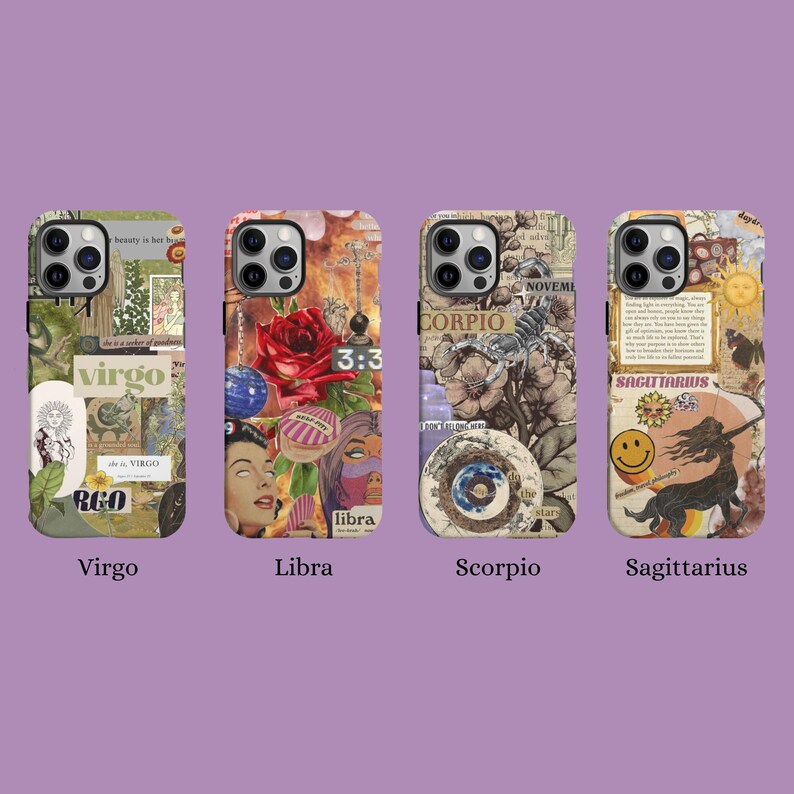 Capricorn Zodiac Collage Phone Case: Artistic Astrology Design - Etsy