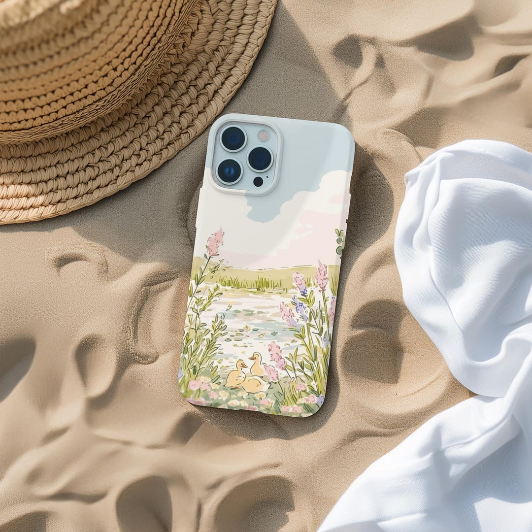 Spring Flowers Watercolor Phone Case, Floral Duck Pond Design - Etsy