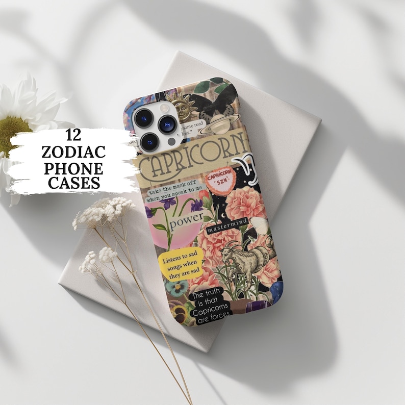 Capricorn Zodiac Collage Phone Case: Artistic Astrology Design - Etsy