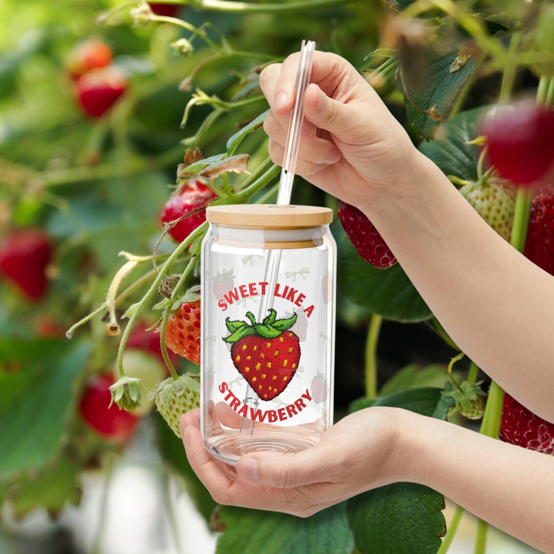 Sweet Like A Strawberry Coquette Sipper Glass, 16oz, Cute Sipper ...