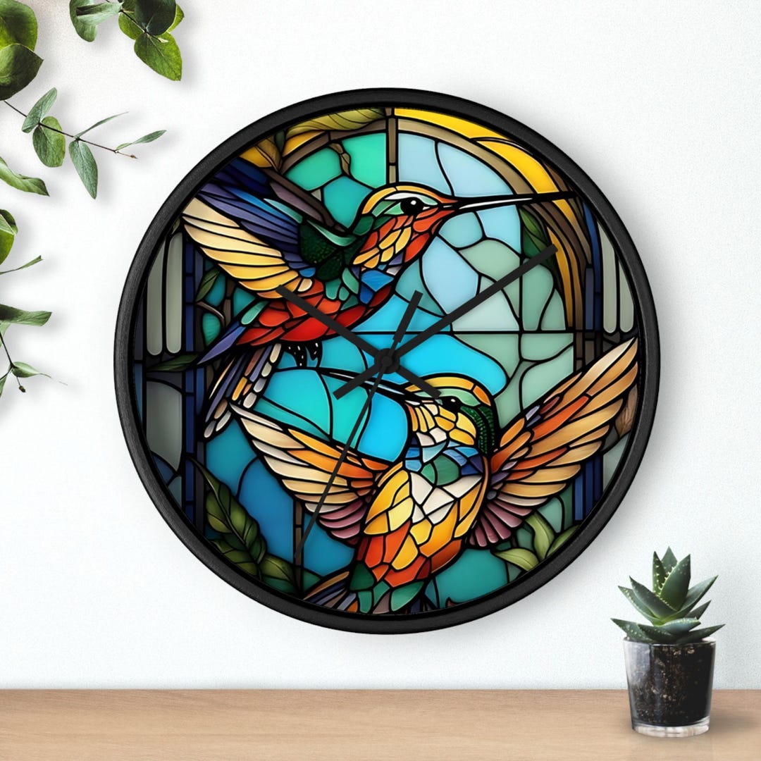 Stained Glass Hummingbird Wall Clock: Silent Home Decor - Etsy