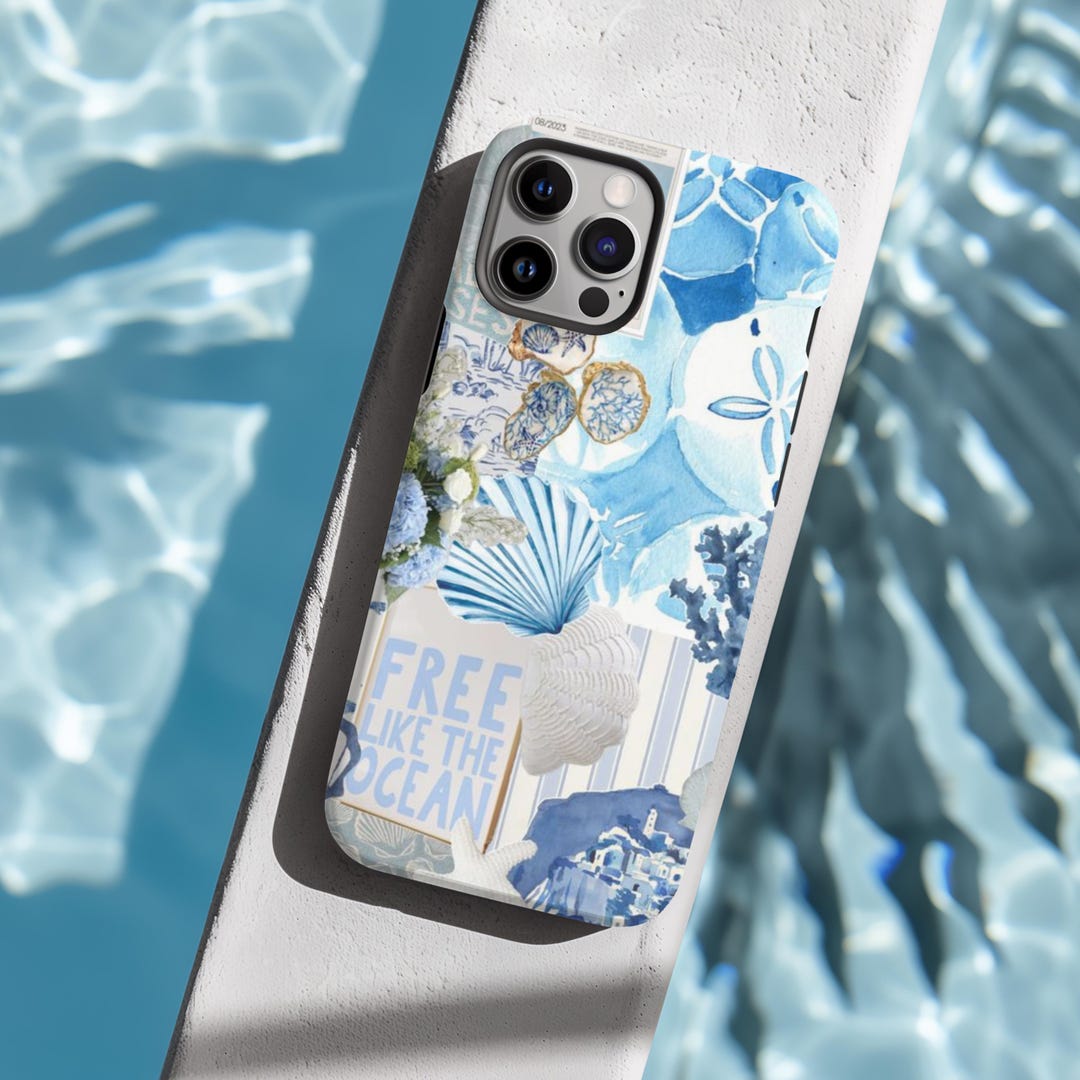 Beachy Blue Floral Phone Case - Polycarbonate & TPU Cover - Etsy