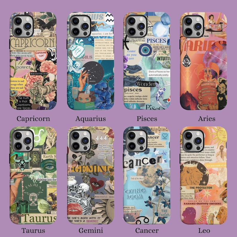 Capricorn Zodiac Collage Phone Case: Artistic Astrology Design - Etsy