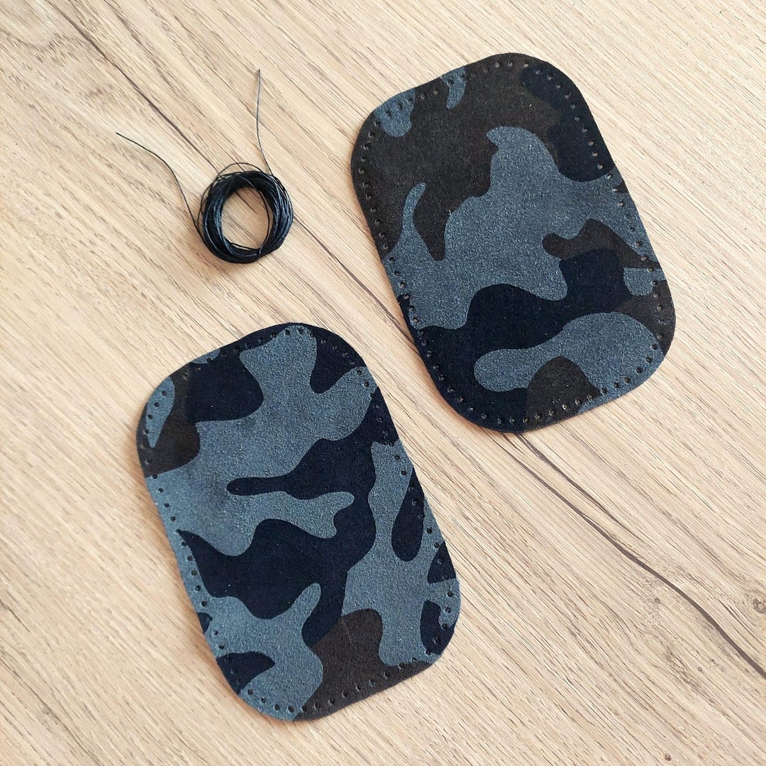 Pair of Army Camo Suede Leather Rectangular Elbow Knee Patches ...