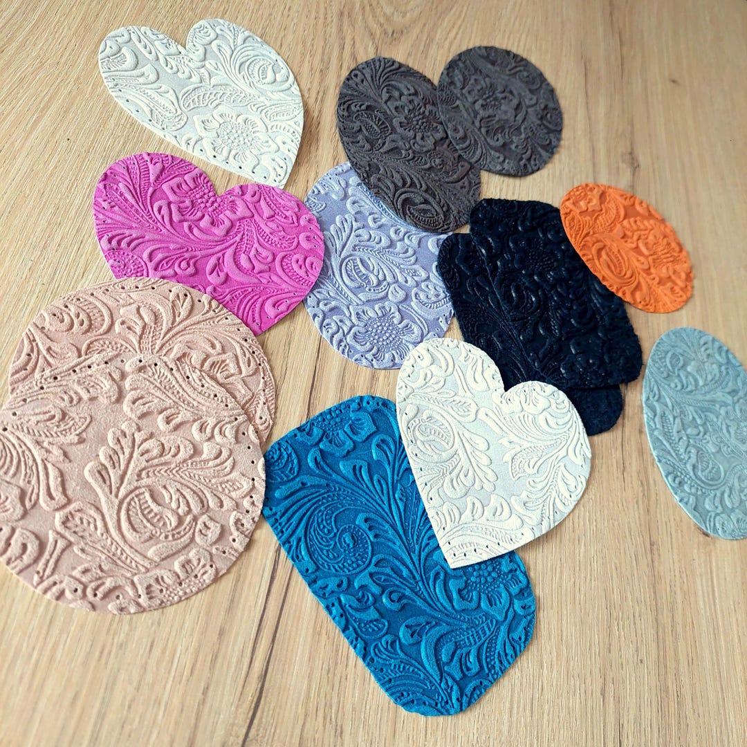 Large 3D Embossed Suede Leather Pair of Elbow Patches, Knee Patches, 4 ...